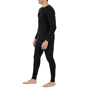 Fruit of the Loom Men's Premium Thermal Union Suit, Black, X-Large