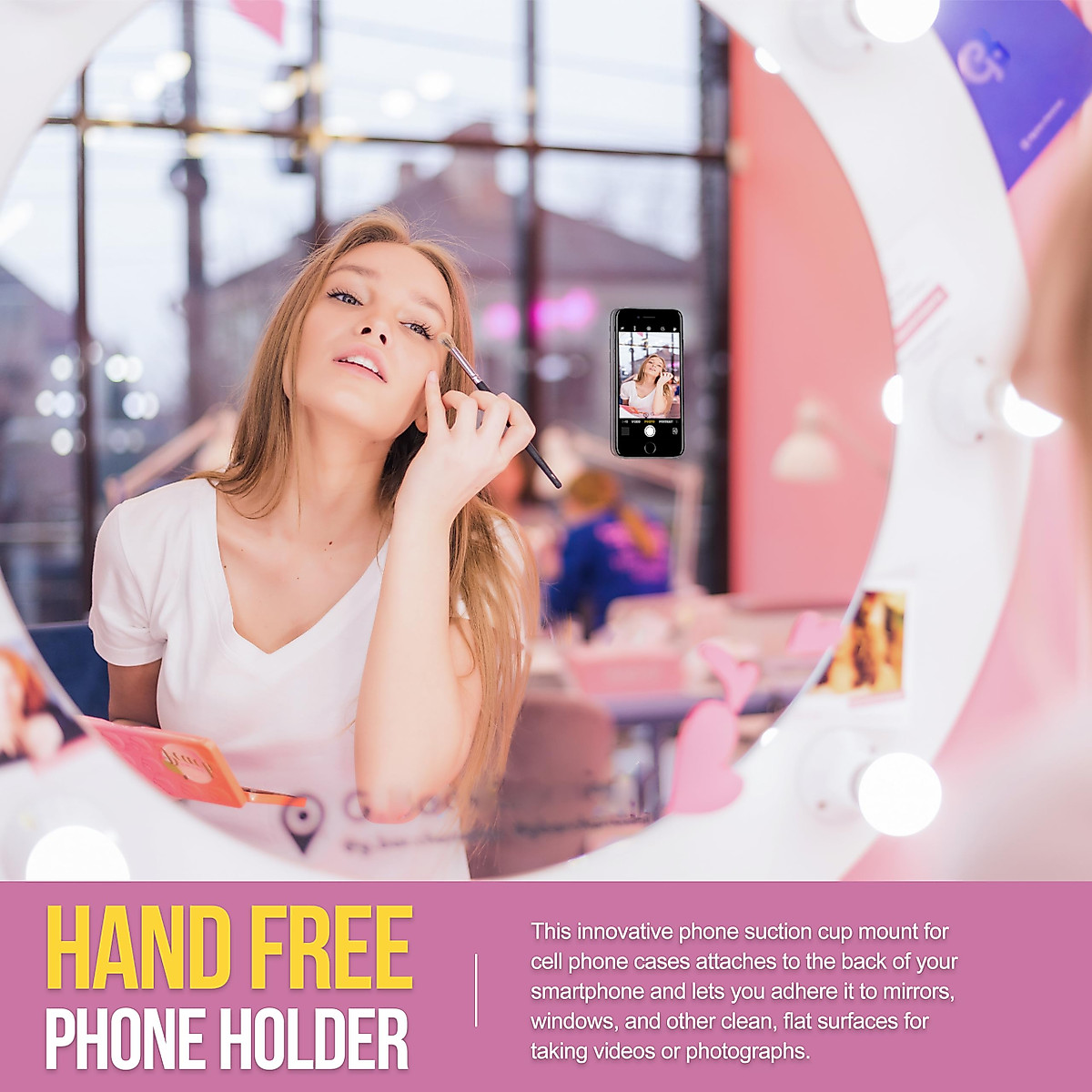 Suction Pal 2.0 - Pack of 2 Silicone Suction Non Slip Adhesive Mount Compatible with iPhone and Android (Pink)