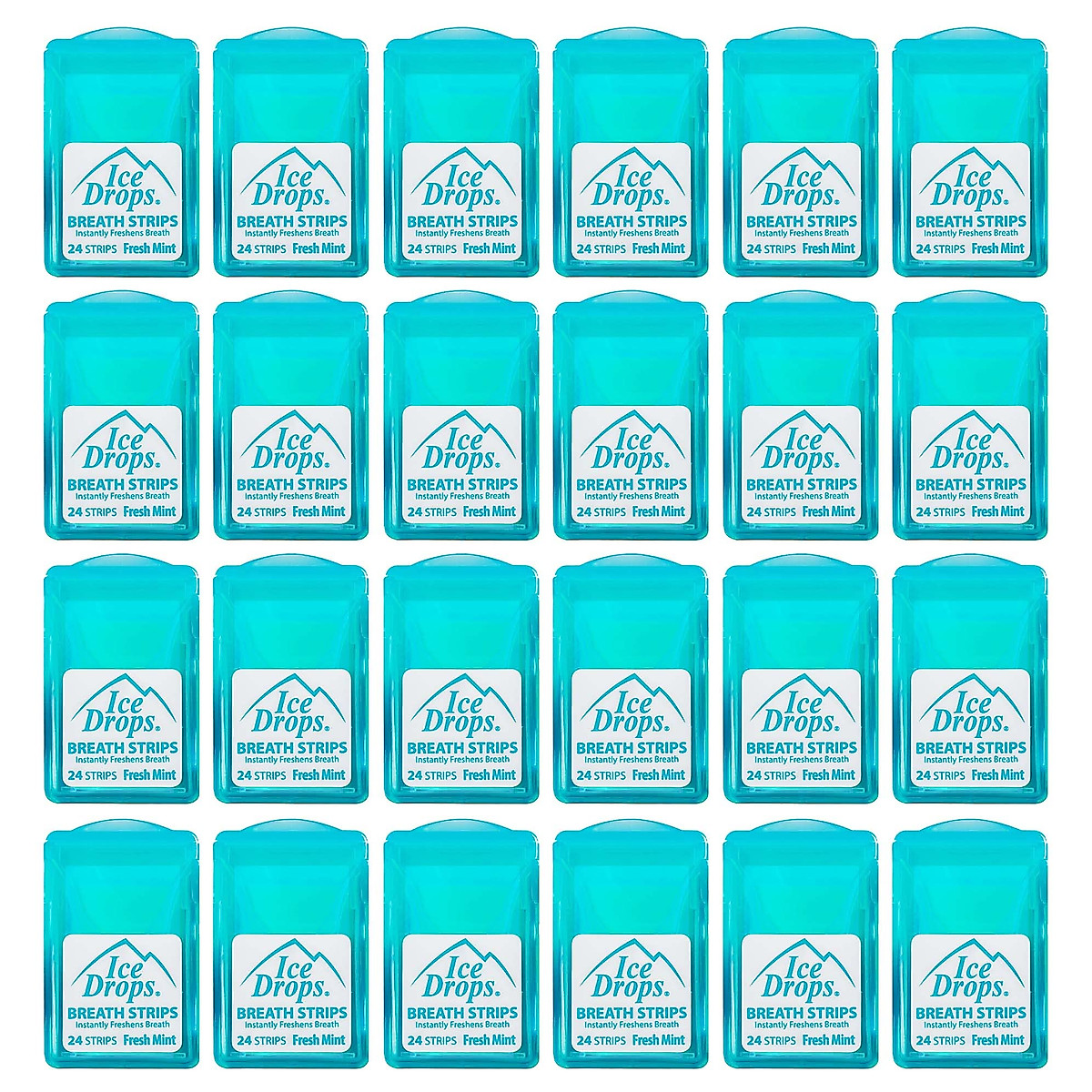 Ice Drops® | 24 Individual Packs of Sugar-Free Breath Strips for Instant Fresh Breath | Each Pack has 24 Fresh Mint Flavored Strips (576 Total Strips)