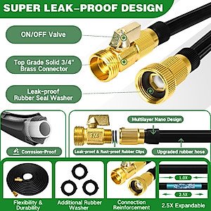 Expandable Garden Hose 100ft Durable Flexible 50 Layers Nano Rubber Lightweight No-Kink Water Pipe 10 Functions Spray Nozzle Water Hose 3/4'' Solid Brass Fittings Easy Storage for Outdoor Yard Black