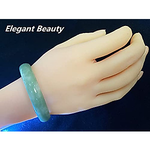 Zimlove Natural Jade Bangle Bracelet for Women Classcial Retro Chinese Style Green Hand Jade Bracelets with Gift Box (Green 58mm)