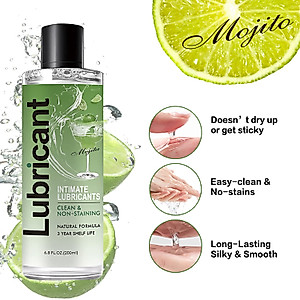 BED GAME No-Alcohol Water-Based Personal Lubricant, No Rinse Mojito Flavored Lube, Intimate Longlasting Non-Sticky Gel for Couples Massage (Mojito)