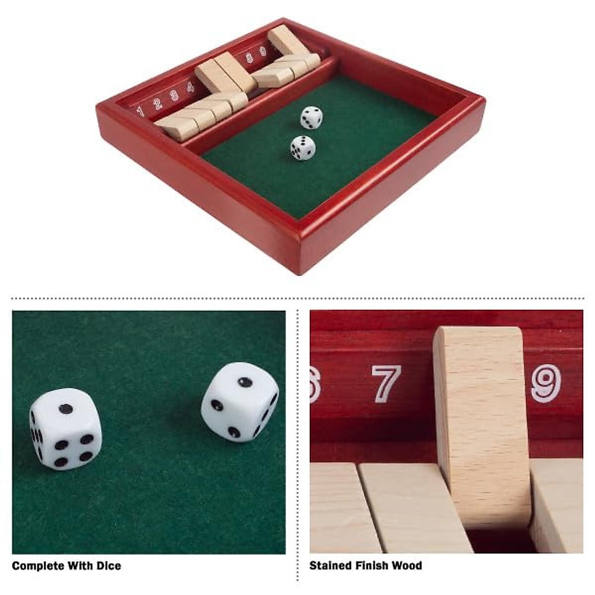 Shut The Box Game Wooden Set – Easy to Learn Math and Strategy Game for All Ages – Family Games for Home, Travel, and Camping by Trademark Games