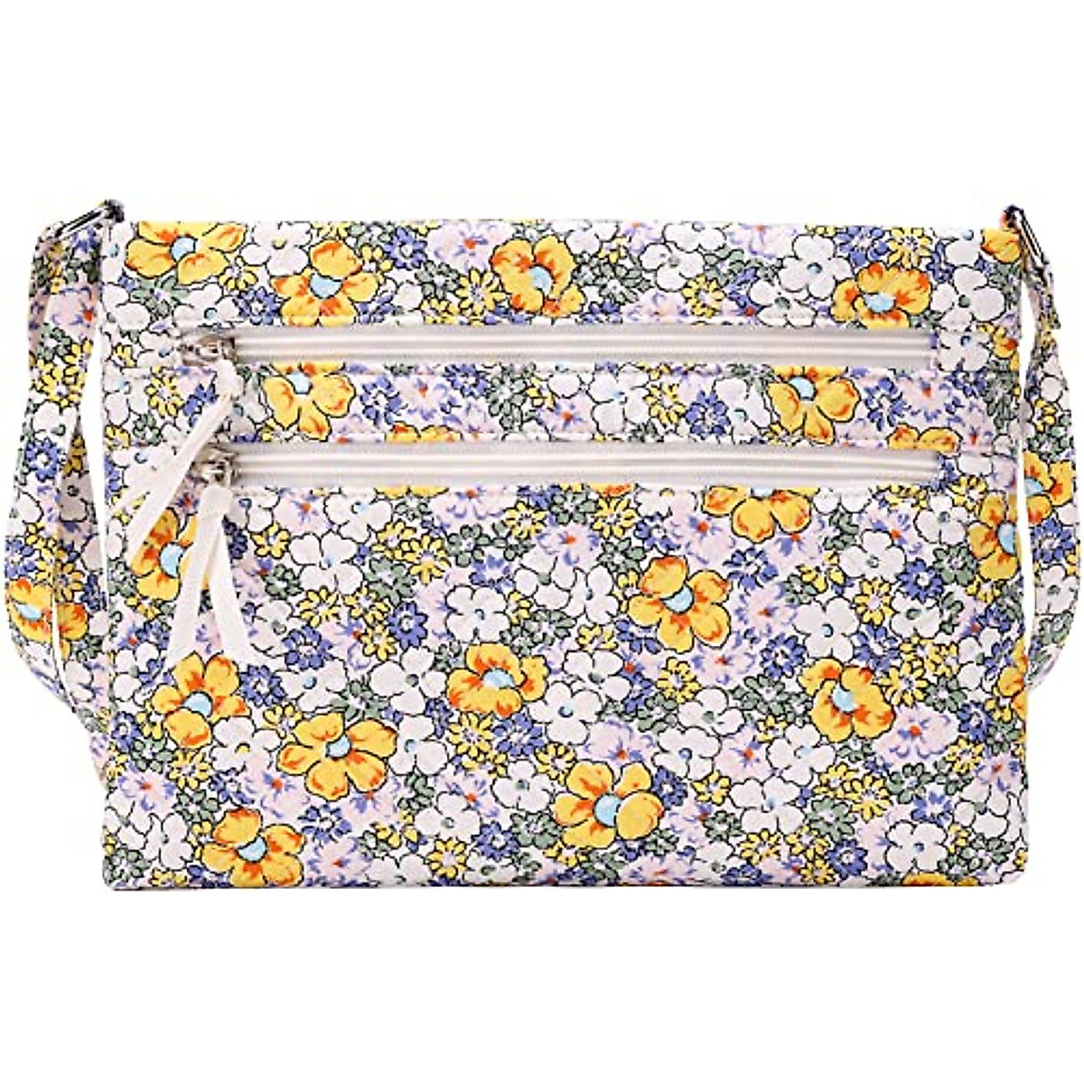 Brentano Cotton quilted Multi-zipper crossbody purse (BIDENS PILOSA)