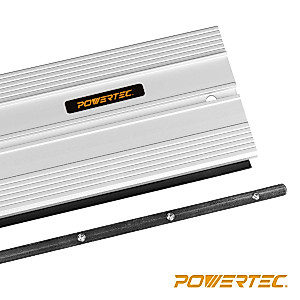 POWERTEC 71573 55” Track Saw Guide Rail Joining Set for Bosch Track Saws | Includes (2) Aluminium Extruded Guided Rails and (1) Guide Rail Connectors for Woodworking Projects