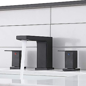 VCCUCINE Black Bathroom Faucet 3 Hole, 8 Inch Widespread Bathroom Sink Faucet, 2 Handle Matte Black Bath Faucet, Modern Rv Lavatory Vanity Faucet with Pop Up Drain and Water Supply Lines