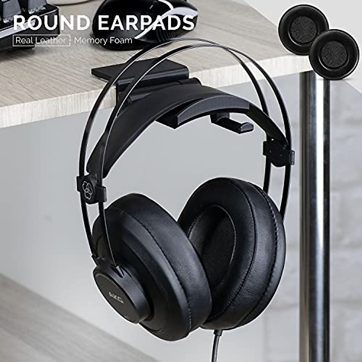 BRAINWAVZ Round Sheepskin Leather Earpads - Fits Many Large Headphones - SteelSeries, HD668B, ATH, AKG K553, HifiMan, ATH, Philips, Fostex, Sony Memory Foam Ear Pad & More