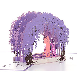 iGifts And Cards Romantic Wisteria Arbor 3D Pop Up Greeting Card - Private, Dreamy, Heart, Wow, Half-Fold, Valentine's Day, Just Because, Thinking of You, Engagement, Happy Anniversary, Friendship