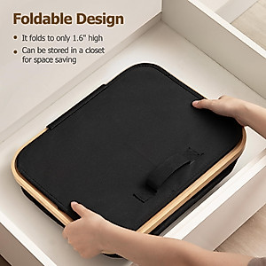 HBlife 100L Large Laundry Hamper with Lid and Removable Inner Bag, Collapsible Dirty Clothes Basket Organizer for Bathroom, Bedroom and Laundry Room, Black