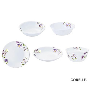CORELLE CP-8941 Correl, 5-piece Set, Medium Plate, Deep Plate, Medium Bowl, Small Bowl, Variable Bowl, Break-Resistant, Lightweight, Microwave Safe, Oven Safe, Dishwasher Safe, Daily, Violet Mist