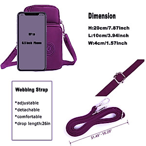 WITERY Waterproof Nylon Cute Crossbody Cell Phone Purse Smartphone Wallet Bag for Women Teen Girls