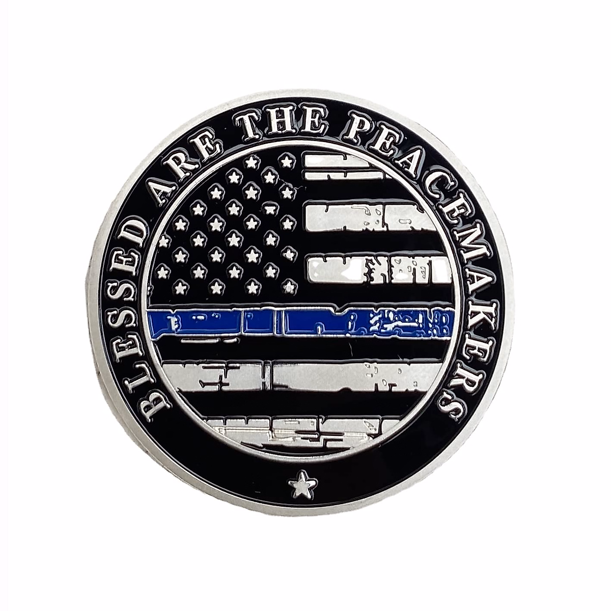 Saint Michael Patron Saint of Law Enforcement Challenge Coin The Thin Blue Line Silver Plated Coins
