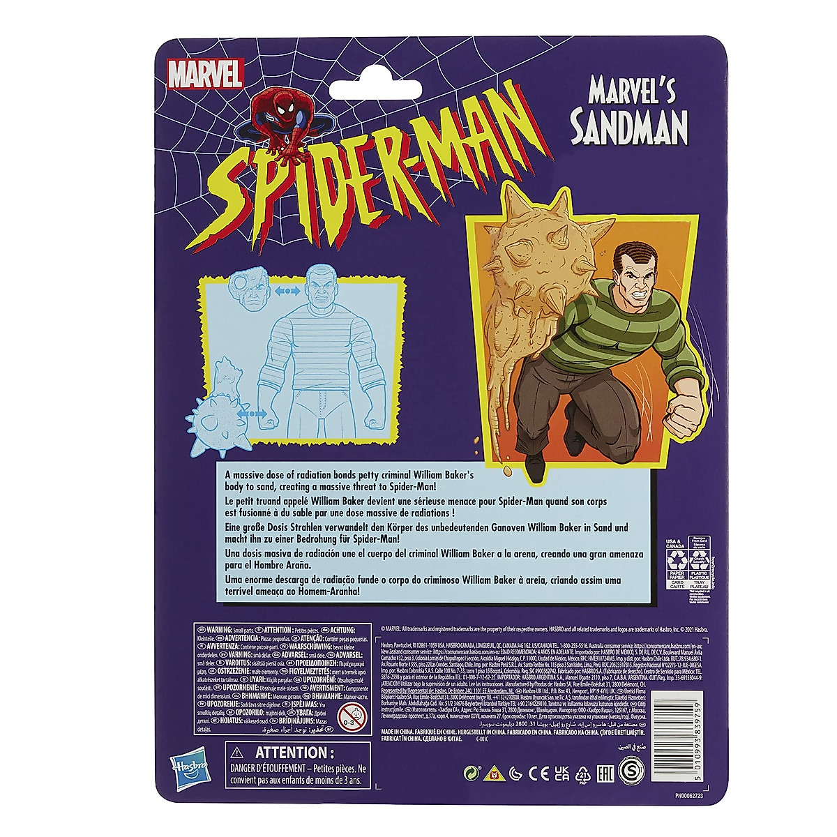 Spider-Man Hasbro Marvel Legends Series 6-inch Scale Action Figure Toy Marvel’s Sandman, Includes Premium Design, and 5 Accessories