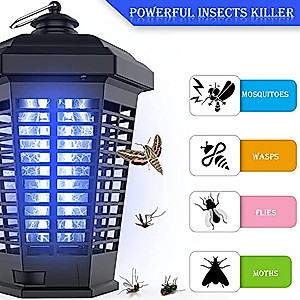 JCHOPE Outdoor, Powerful Mosquito Zapper for Mosquitoes Fruit Flies Moths, High Efficient Mosquito Trap, Electric Bug Zapper Fly Trap for Indoor and Outdoor(Black)