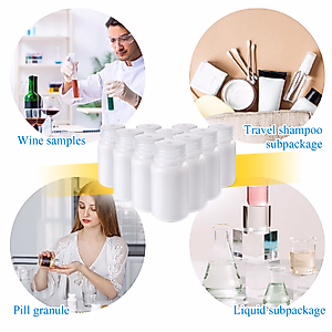 Zhehao 30 Pcs Wide Mouth Reagent Bottle 4 oz Plastic Bottle with Lid, Hdpe, Empty Sealed Sample Leakproof Hdpe Container for Lab Classroom Home(Translucence)