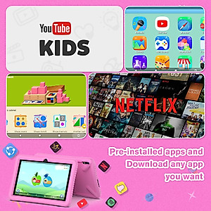TOSCiDO 10 inch Kids Tablet, Tablet for Kids, Android 11, 32GB ROM, Quad Core Processor, 1280 * 800 IPS HD Display, Parental Control, WiFi, Dual Cameras with T201 Kids Tablet Case - Pink