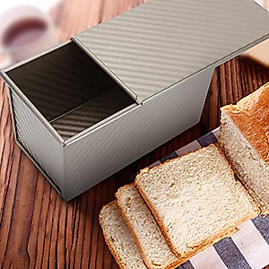 LIULDASHUN Bread Mold, Gold Aluminium Alloy Non Stick Baking Mold With Sliding Cover, Bread Meatloaf Homemade Cakes Baking Bread Pan Kitchen Supplies