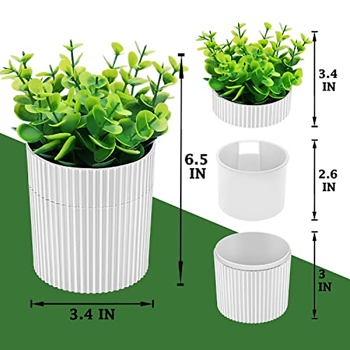 Denture Bath, Invisible Denture Case Designed As Artificial Eucalyptus Potted Plants, Denture Cup With Strainer For Retainer, Mouth Guard & Dentures, Perfect For Home Decoration…