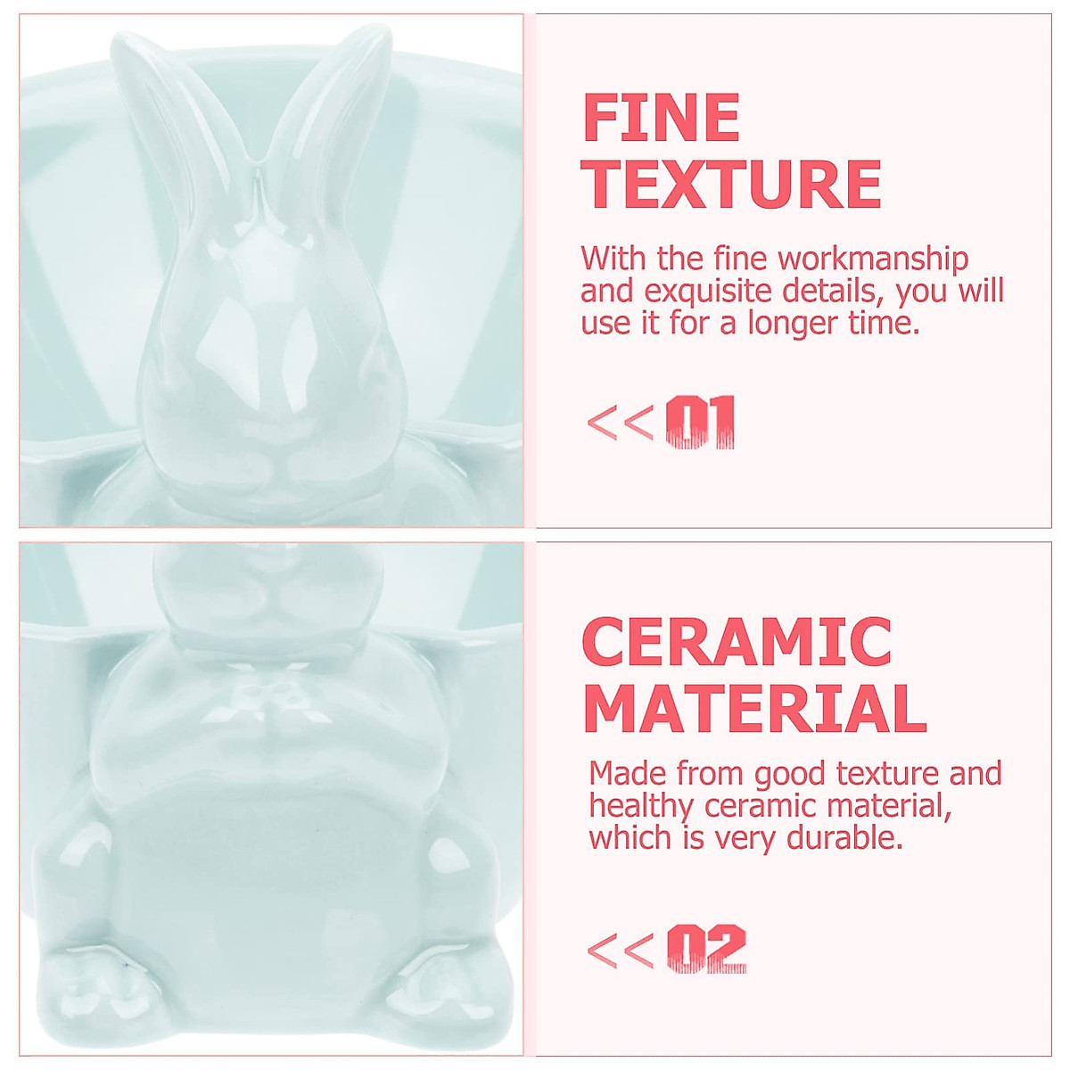 DOITOOL Bunny Candy Dish Easter Rabbit Bowl Ceramic Fruit Bowl Snack Serving Bowl Easter Salad Dessert Bowl Table Decoration (Blue)