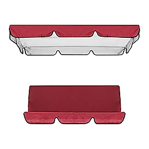 Patio Swing Canopy, Waterproof Top Cover Set Swing Cover Outdoor Swing Canopy, Replacement UV Resistant Durable Removable Swing Cover with Swing Chair Cover for Patio/Lawn/Garden (Red)