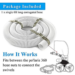 Ximoon Replacement for Po'laris Pool Cleaner Parts 9-100-3102 6-Ft Cuffless Feed Hose Fit Po'laris Pool Cleaner 360 1-1/2" Diameter