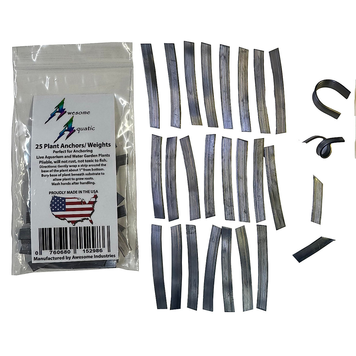 Plant Anchors/Weights 25 pk Strip Lead Ribbon Live Plants Awesome Aquatic Weight Anchor (25 Pack Strips)