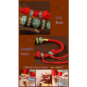 Xgimas Beads Bracelet for Women Men, Adjustable Hand-Woven Cord Lucky Jade Beaded Friendship Protection Red String Bracelets for Friends Gifts