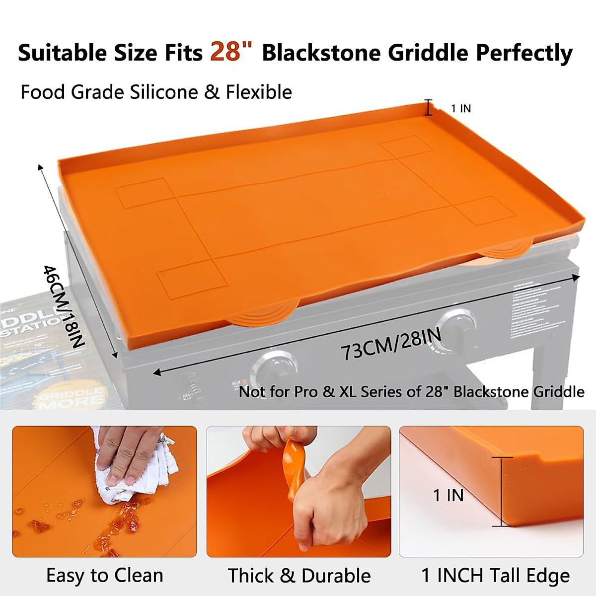 28" Food Grade Silicone Griddle Mat for Blackstone Accessories, Heavy Duty 2.2 LB Grill Mat, Reusable Griddle Cover for Blackstone Protect Your Griddle from Insects Rust (NOT for Pro & XL Series)