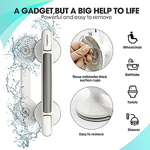 Kasrech Shower Handle (1 Pack),12 Inch Grab Bars with Strong Suction Cup for Bathtubs and Showers,Shower Safety Hand Rail,No Drill Balance Bar for Bathroom,Suitable for Seniors,Elderly,Handicap