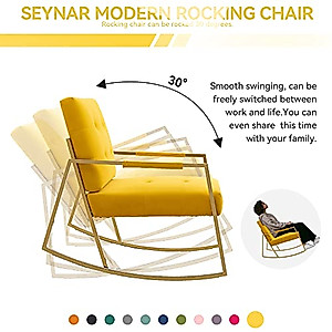 SEYNAR Rocking Chair,Upholstered Accent Chairs,Comfy Glider Living Room Chairs for Padded Seat with Golden High Armrest,Rocking Chair Nursery for Living Room,Dining Room,Bedroom,Kitchen(Yellow)