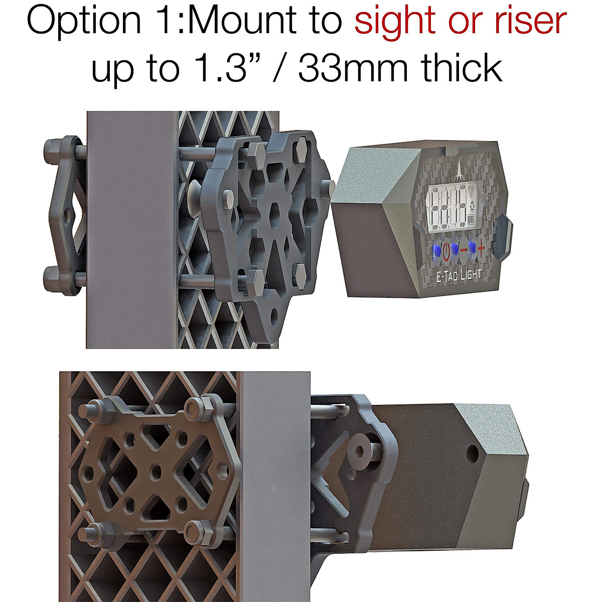 E-Tac Light Compound Bow Sight Light 8-32 15 Level Rechargeable Li-ion BT Sensor Auto On/Off (Blue + UV)