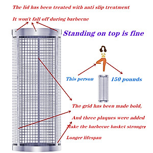 Ruggedized Rolling Grilling Basket-Round Stainless Steel BBQ Grill Mesh-Outdoor Portable Grill Baskets-cylindrical grilling baskets cylinders cylinders-Net Tube Barbecue Cage Picnic Grate Dragon（2PCS)