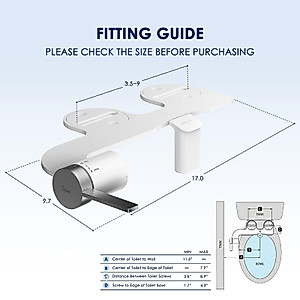 INUS Dual Nozzle Bidet Attachment for Existing Toilets Seat,Slim Non-Electric Bidet Toilet Seat Attachment with Easy-to-Hold Design Control-Stainless Steel Color