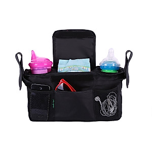 lebogner Luxury Stroller Organizer, Stroller Accessories, Universal Black Baby Diaper Stroller Bag, Stroller Cup Holder, Fits Most Strollers.