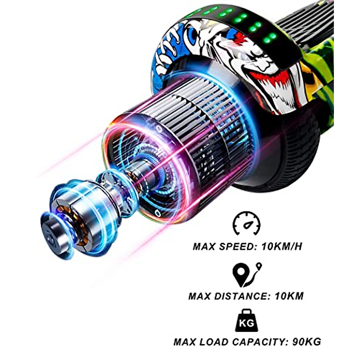 SISIGAD Hoverboard with Seat Attachment, 6.5" Bluetooth Hoverboard with Seat Attachment