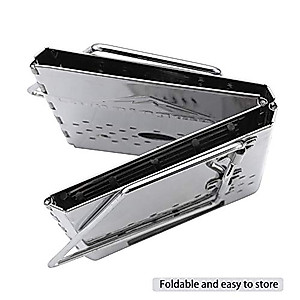 Campingmoon Foldable BBQ Grill, Portable Charcoal Grill, Stainless Steel Wood Burning Stove, Barbecue Cooking Stove for Outdoor/Garden/Camping/Picnic/Party (MT-18)