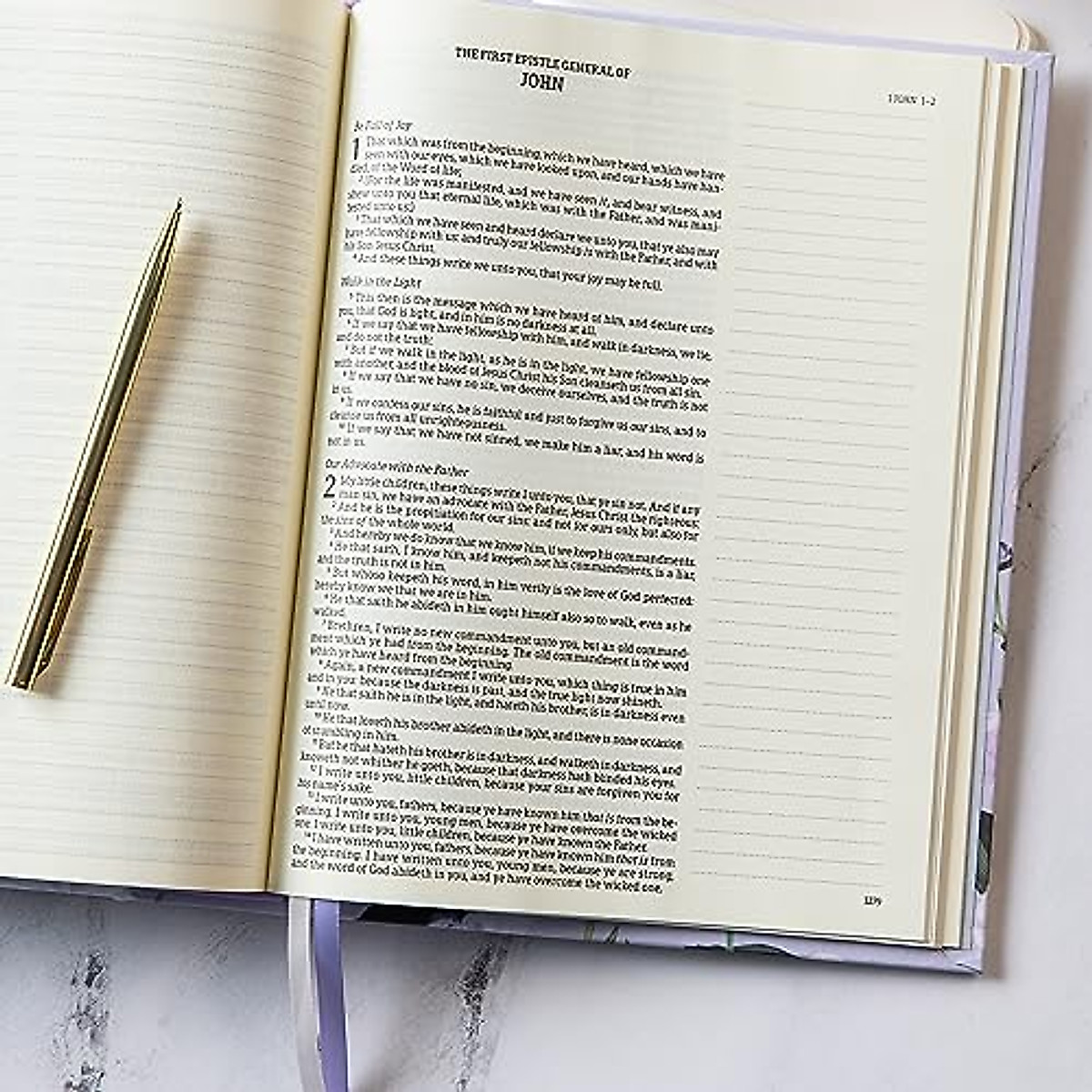 KJV Notetaking Bible, Large Print Hosanna Revival Edition, Lavender/Peach Cloth Over Board, Black Letter, Single-Column, Journaling Space, Reading Plan, Easy-to-Read Bible Slab Type