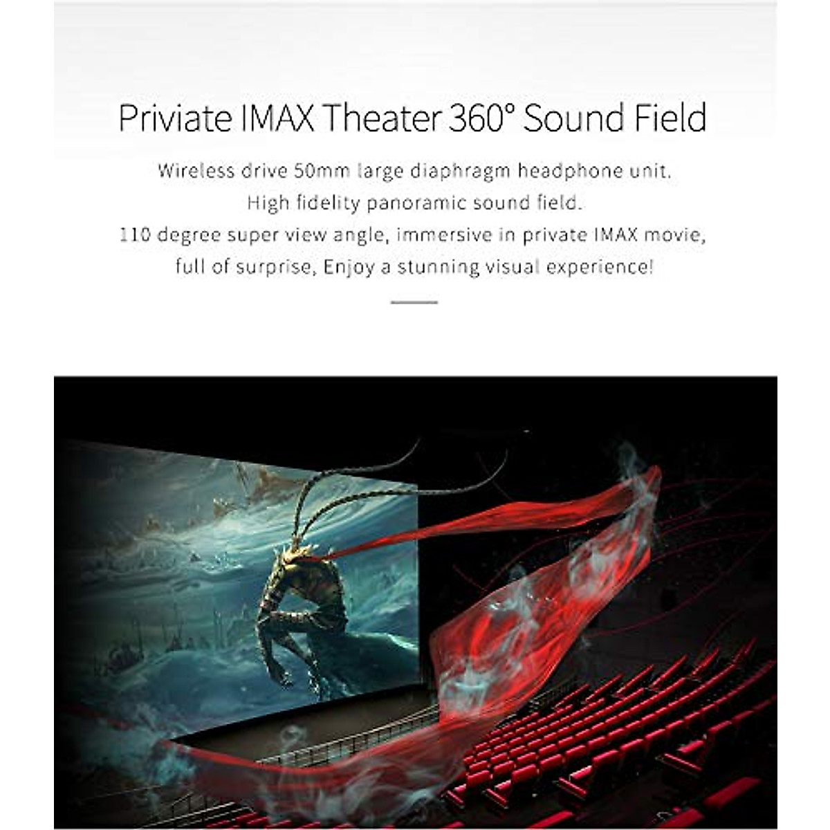 LONGLU VR Headset for iPhone & Android Phones, 3D Virtual Reality Wireless Bluetooth Glasses Goggles with Remote Controller for Play Game Watching Movie 4.7-6.2 inch Phone.