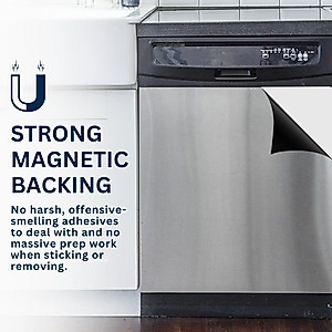 Instant Stainless Steel Magnetic Dishwasher Cover, Reusable Decal for Front Panel, Dishwasher Magnet Cover, Appliance Wrap Skin, 23.5” x 30”
