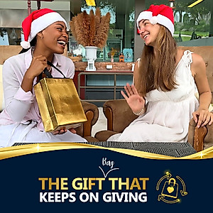 Nush Nush Gold Gift Bags Medium Size – Set of 12 Gold Reusable Gift Bags With Handles in Bulk - Bridesmaids, Bachelorette, Birthday, Christmas Gift Bags, Goodie Bags, Party Favor Bags – 8Wx4Dx10H