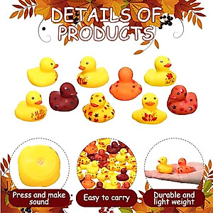 Hiboom Thanksgiving Rubber Ducks 1.38 Inch Fall Rubber Duck with Leaf Pumpkin Patterns Thanksgiving Themed Bathtub Toys Treat Gifts Thanksgiving Party Favor Table Decor(100 Pcs, Vibrant)