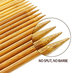 RELIAN Double Pointed , 75 Pcs Bamboo Knitting Needles Set, 15 Sizes from 2.0mm-10.0mm(8 Inches Length)+ 4Pcs Knitting Needles Point Protectors