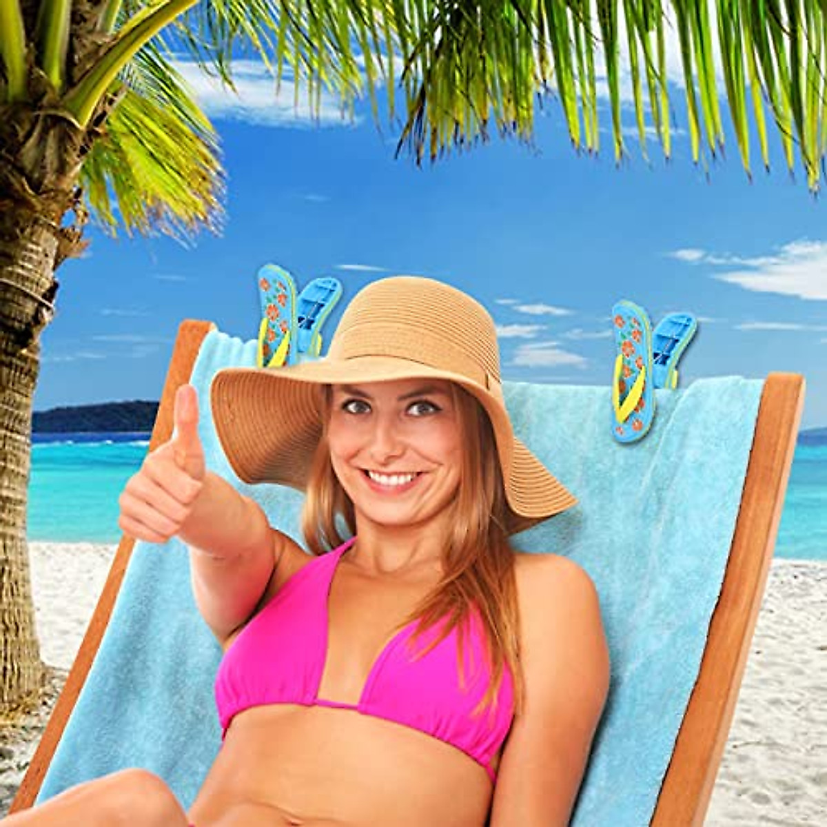 Beach Towel Clips, 1PCS Portable Towel Clips, Flip Flop Windproof Clips Clothespins Peg Clamps Chip Clips, Secure Clips for Beach Chairs Sunbeds or Pool Lounges