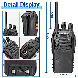 Walkie Talkies for Adults - Baofeng Long Range Walky Talky FRS Walkie Talkie Rechargeable Two Way Radio USB Charger- 16 Channels-Flashlight - Earpiece - Rechargeable Li-ion Battery(Include) - 2 Pack