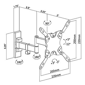 VIVO Full Motion TV Wall Mount for 13 to 42 inch Flat Plasma Screens, VESA Bracket Stand with Tilt and Swivel, Black, MOUNT-VW06