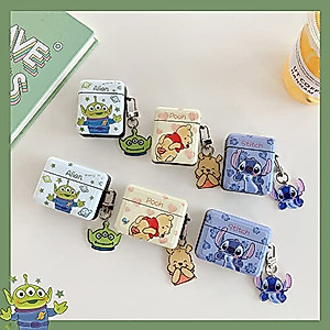 Soft TPU Winnie the Pooh Bear Case for Apple AirPods Pro AirPodPro AirPodsPro 2019 with Charm Hook Keychain Pink Heart Love Disney Disneyland Cartoon Cute Fun Lovely Kids Teens Girls Son Boys