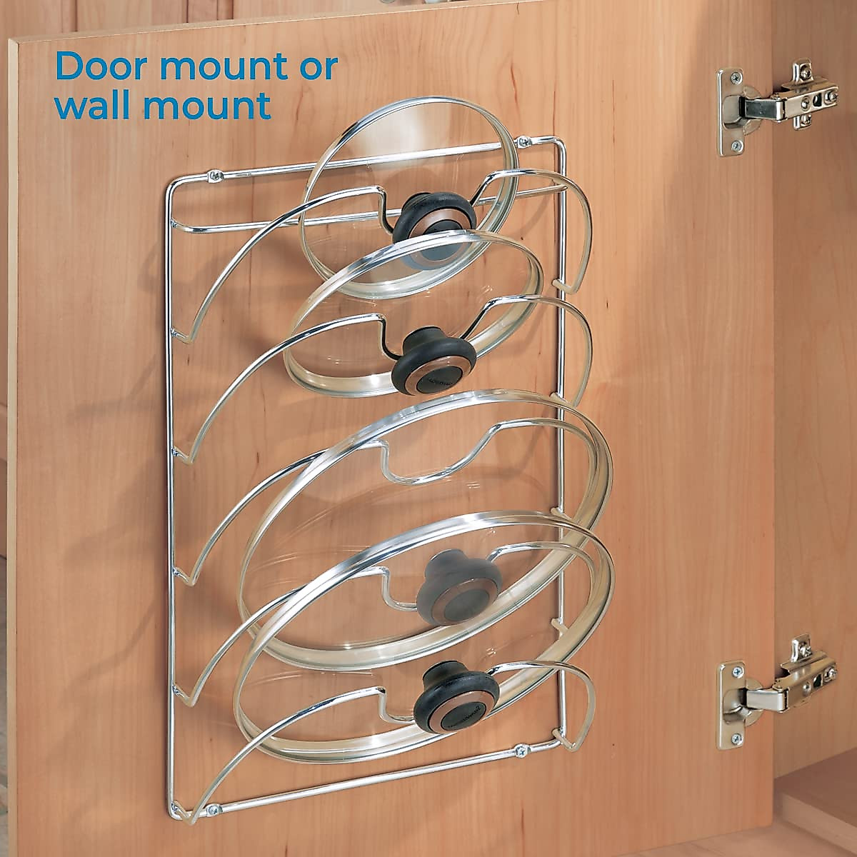 iDesign Classico Kitchen Cabinet Storage Rack for Pot, Pan Lids, 10.80" L x 3.83" W x 16.76" H, Chrome