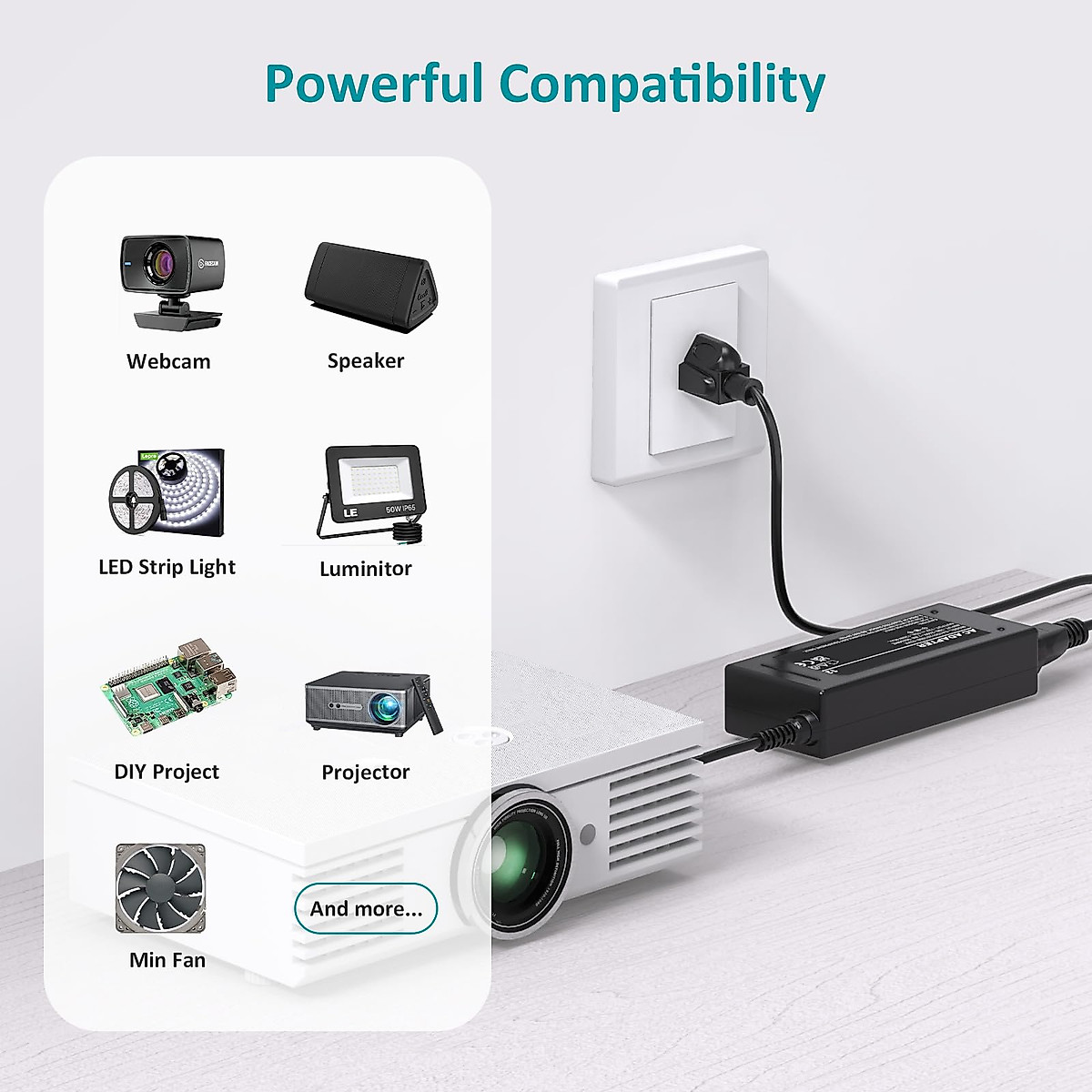 Basicvolt AC 100-240V to DC 12V 10A 8A 5A 3A 2A 1A Power Supply Adapter 12Volt 10Amp Barrel Connector Adaptor with 5.5mm 2.1mm Output Jack for LED Strip Light Tape 3D Printer
