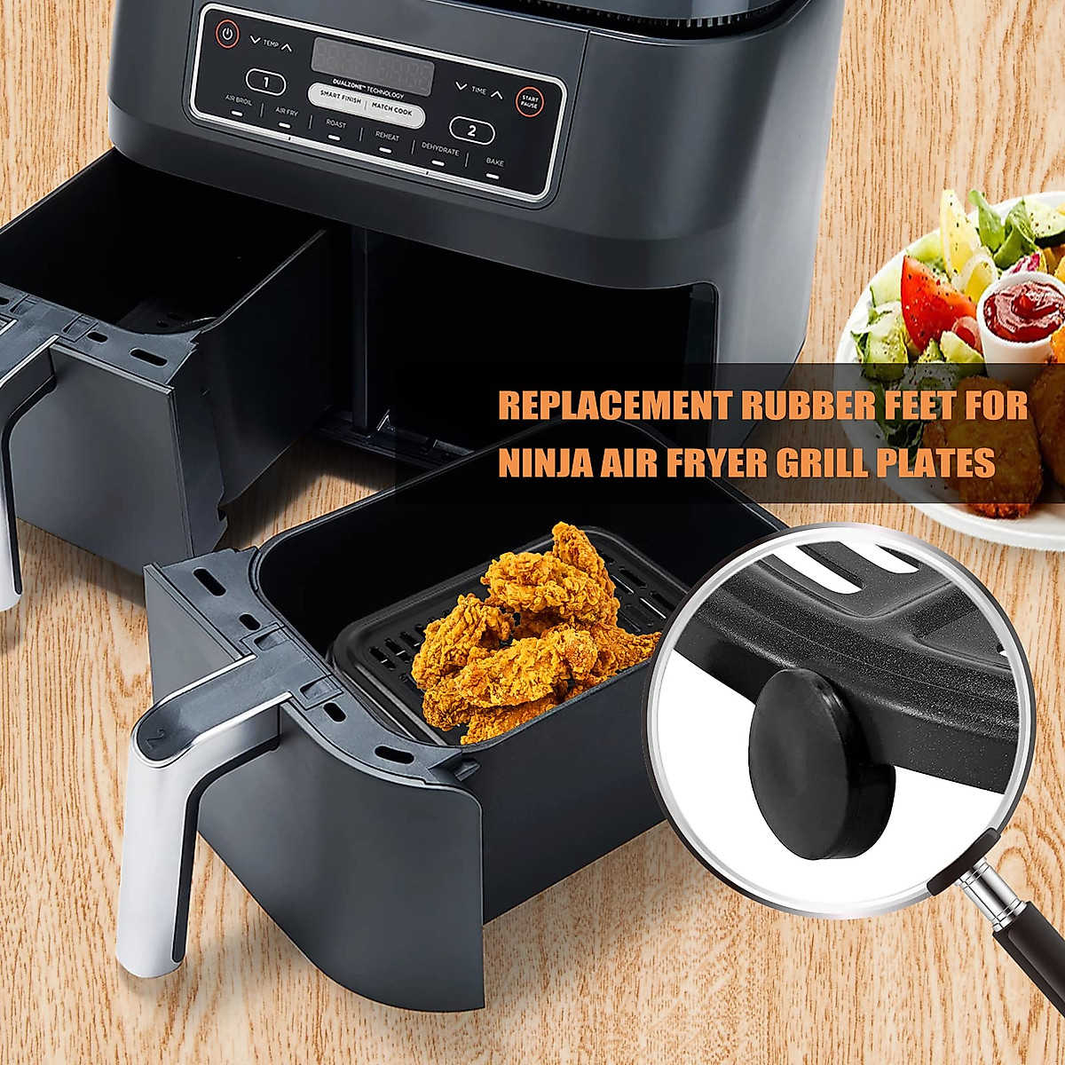 Air Fryer Replacement Parts for Ninja Foodi Airy Fryer, 8 PCS Food Grade Air Fryer Rubber Bumpers Feet Tabs Tips Accessories for Ninja Foodi DZ201 DZ071 DZ090 DZ100 DZ401 DZ550 DualZone Air Fryer