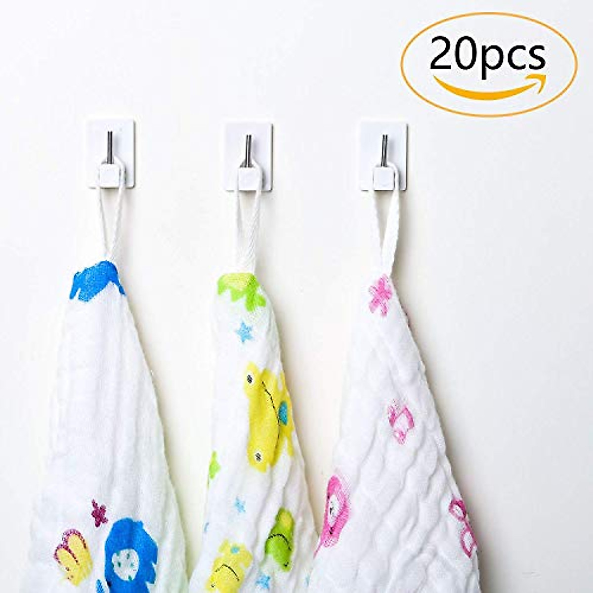 LIHAO 20 PCS Self-Adhesive Plastic Hooks for Curtain Rods